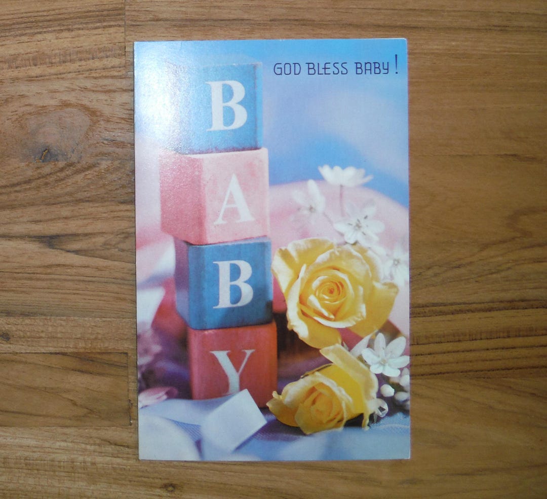 Sweet Vintage God Bless Baby Card - Vintage New Baby Boy Girl ...