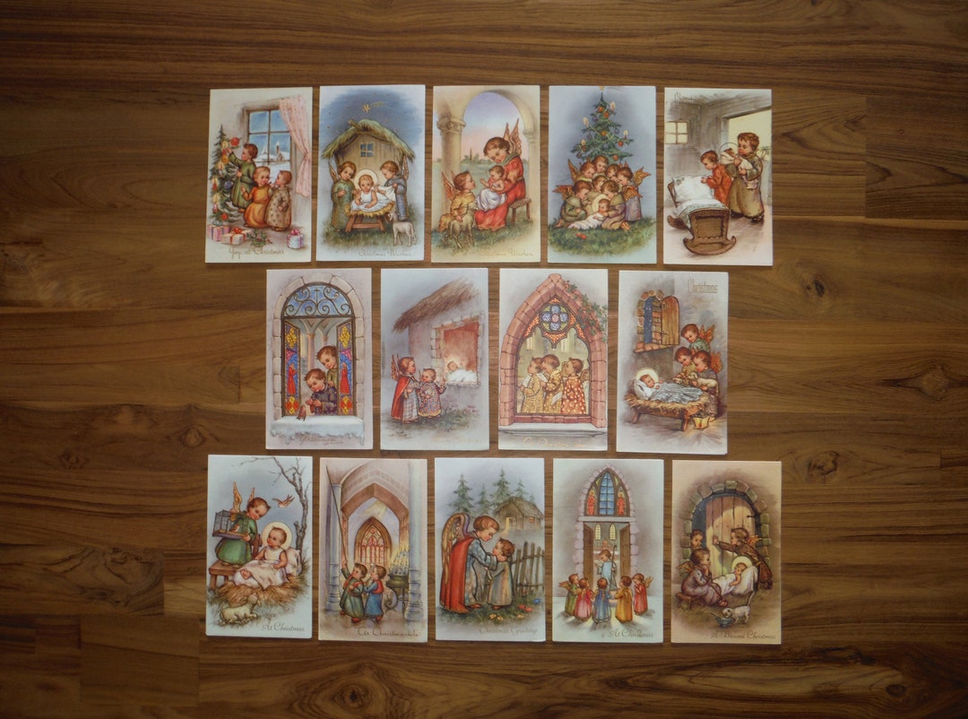 14 Vintage Religious Christmas Card Vintage '60's Gold Foil Religious ...