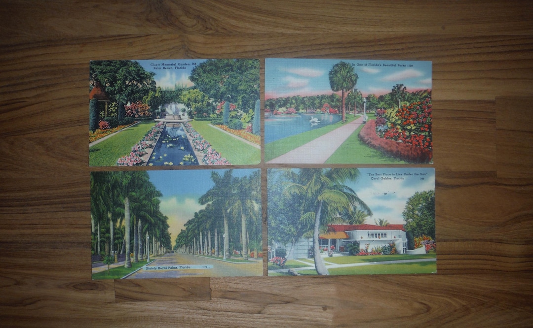 4 Vintage Florida Linen Postcards - 1940's - 1950's Florida Linen ...