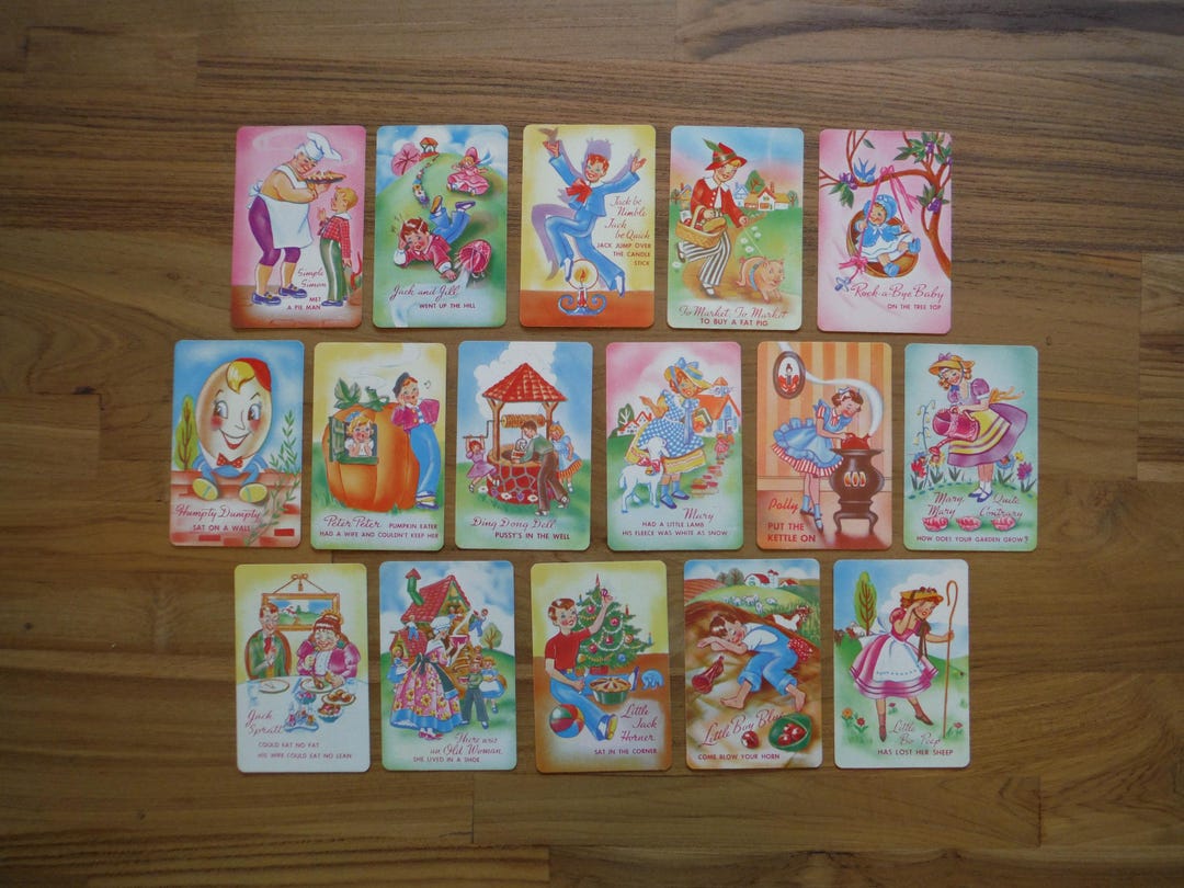 Vintage Whimsical Nursery Rhymes Card Game -children's Nursery Rhyme ...