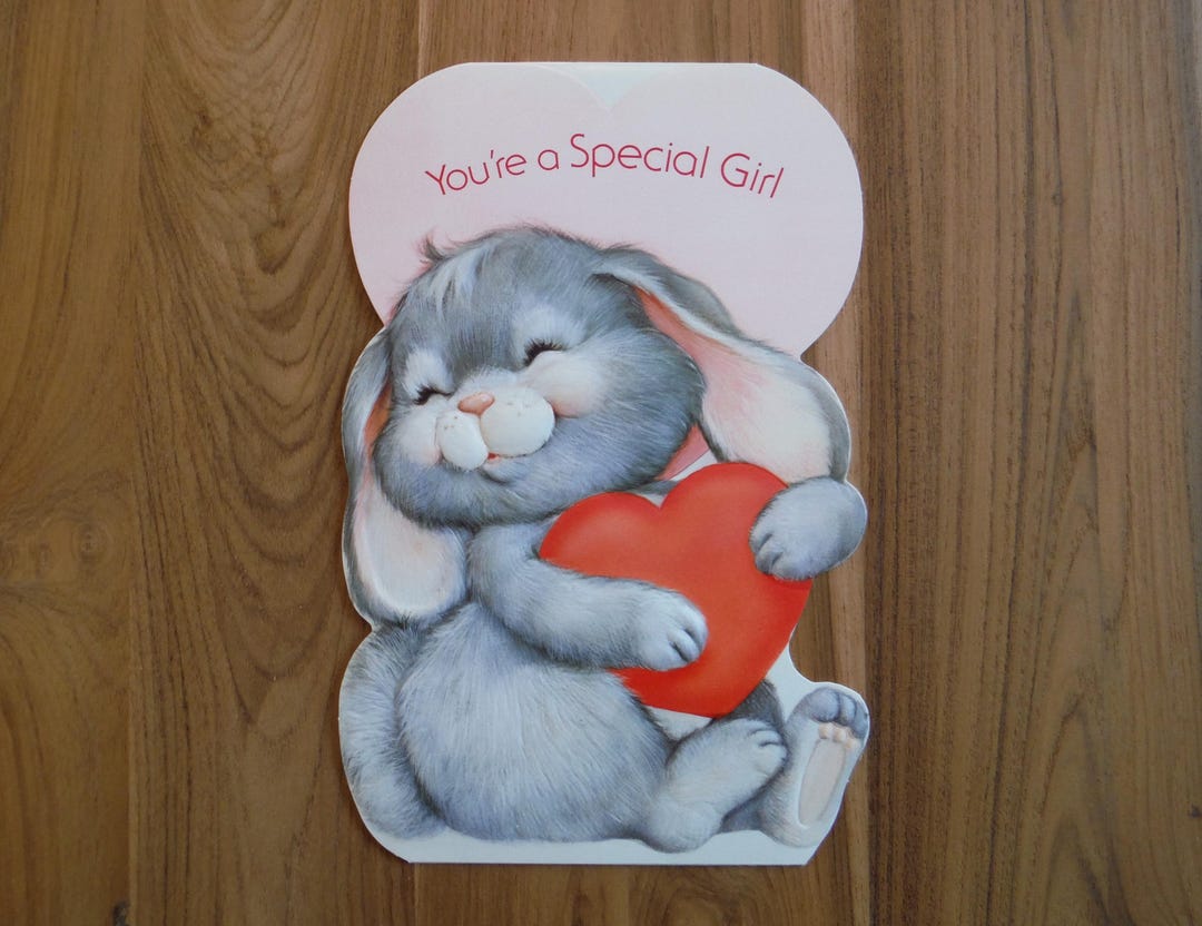 Vintage Cute Bunny Rabbit Valentine Card Vintage Special Girl Bunny ...
