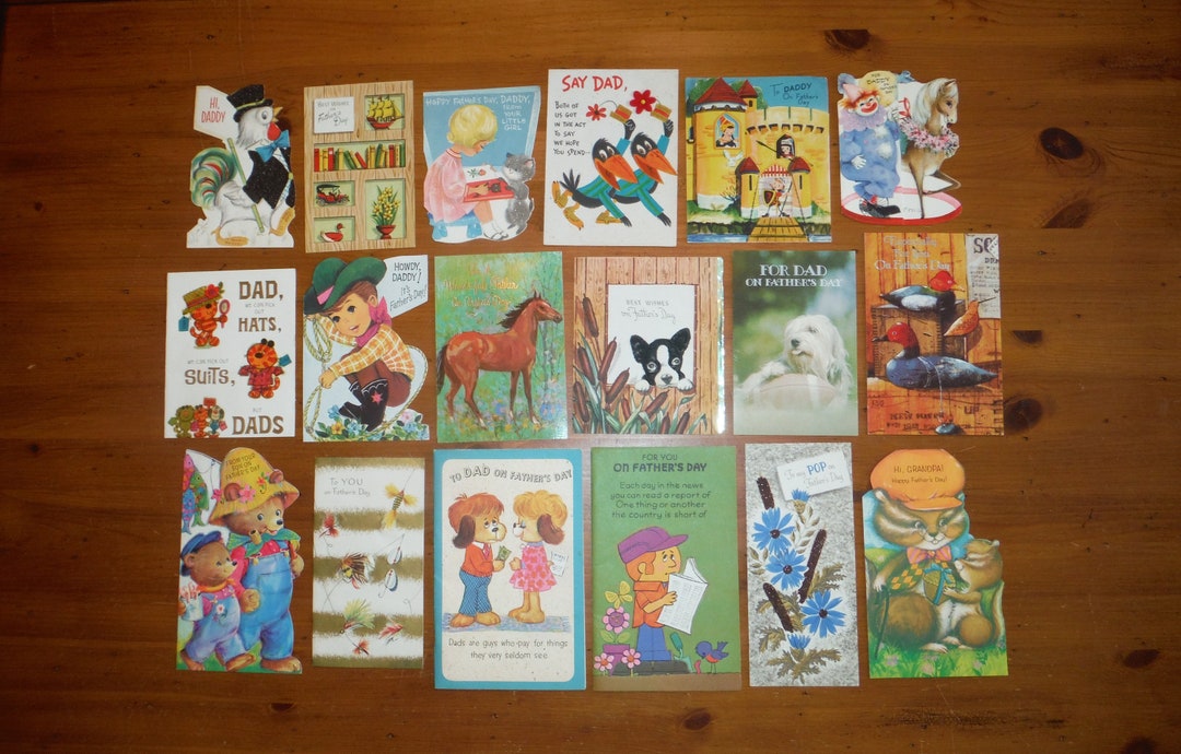 18 Vintage Father's Day Cards Lot Vintage Father Day Gift Greeting ...