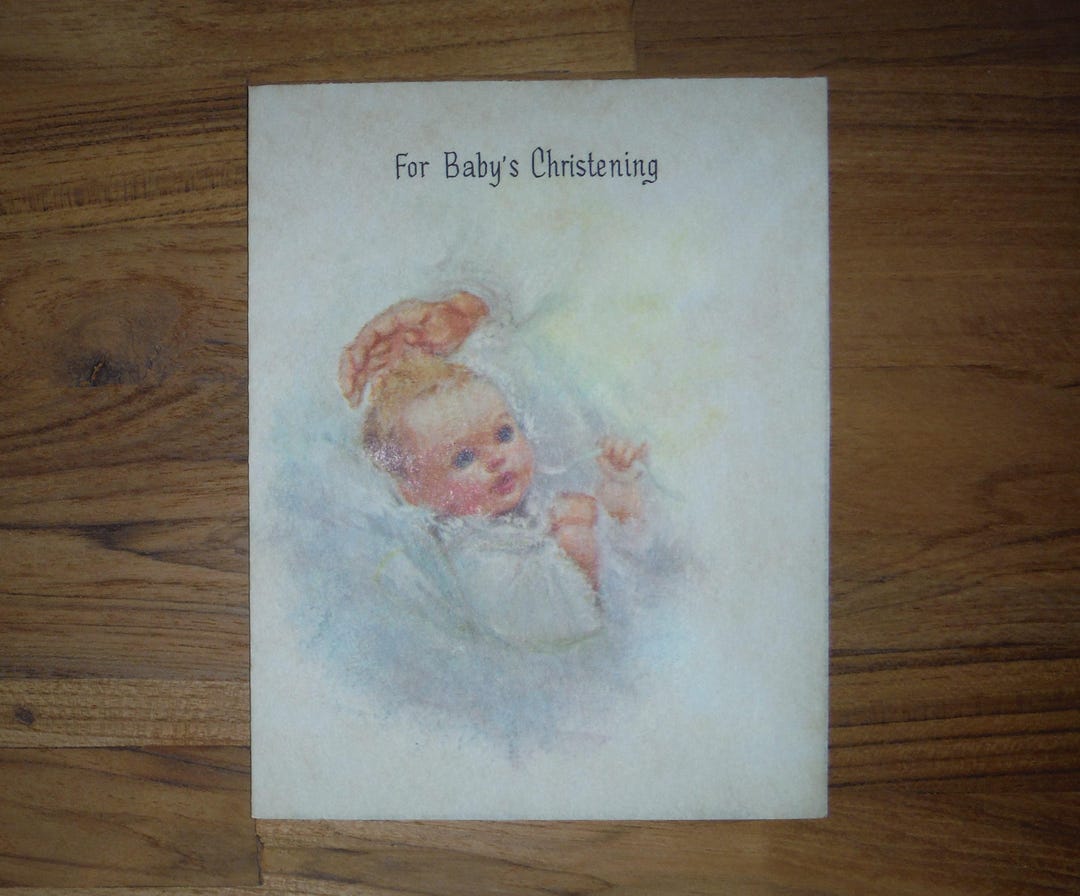 Vintage Baby Christening Card - Vintage New Baby Christening Parchment ...
