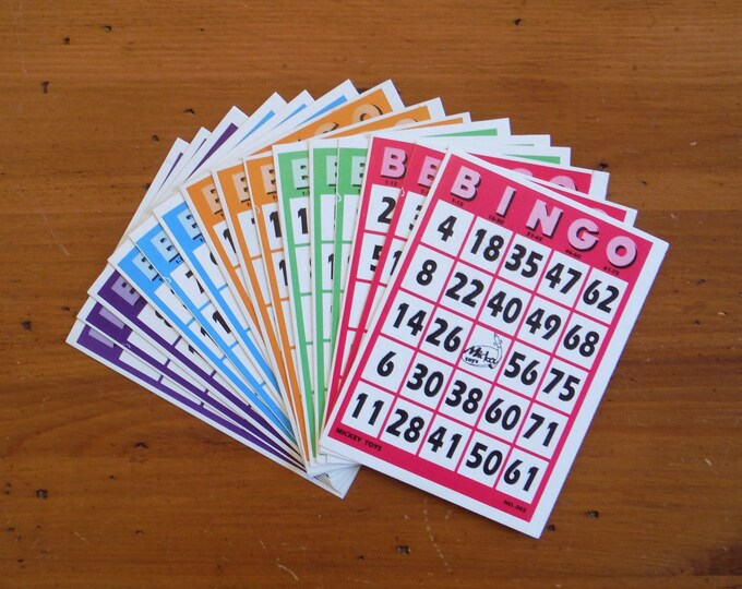 15 Vintage Bingo Cards - Orange Green Blue Purple Pink Cardboard Bingo ...