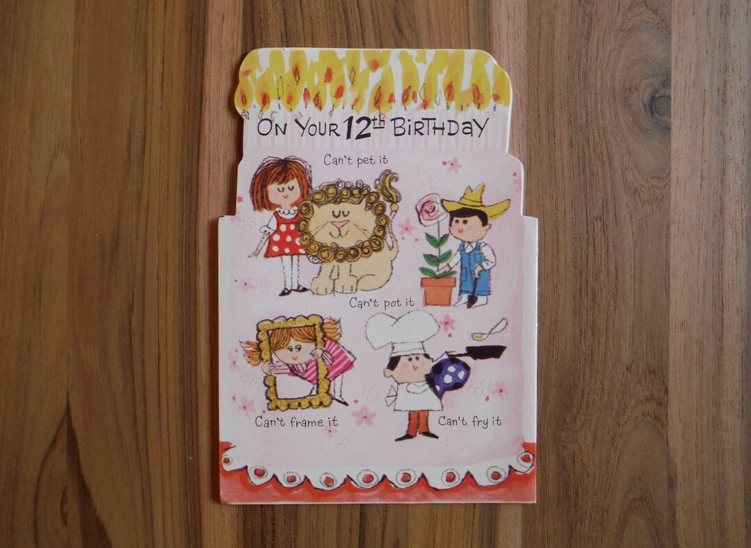 Vintage 12th Birthday Card - Mod Vintage Twelfth Birthday Card - 1970's ...