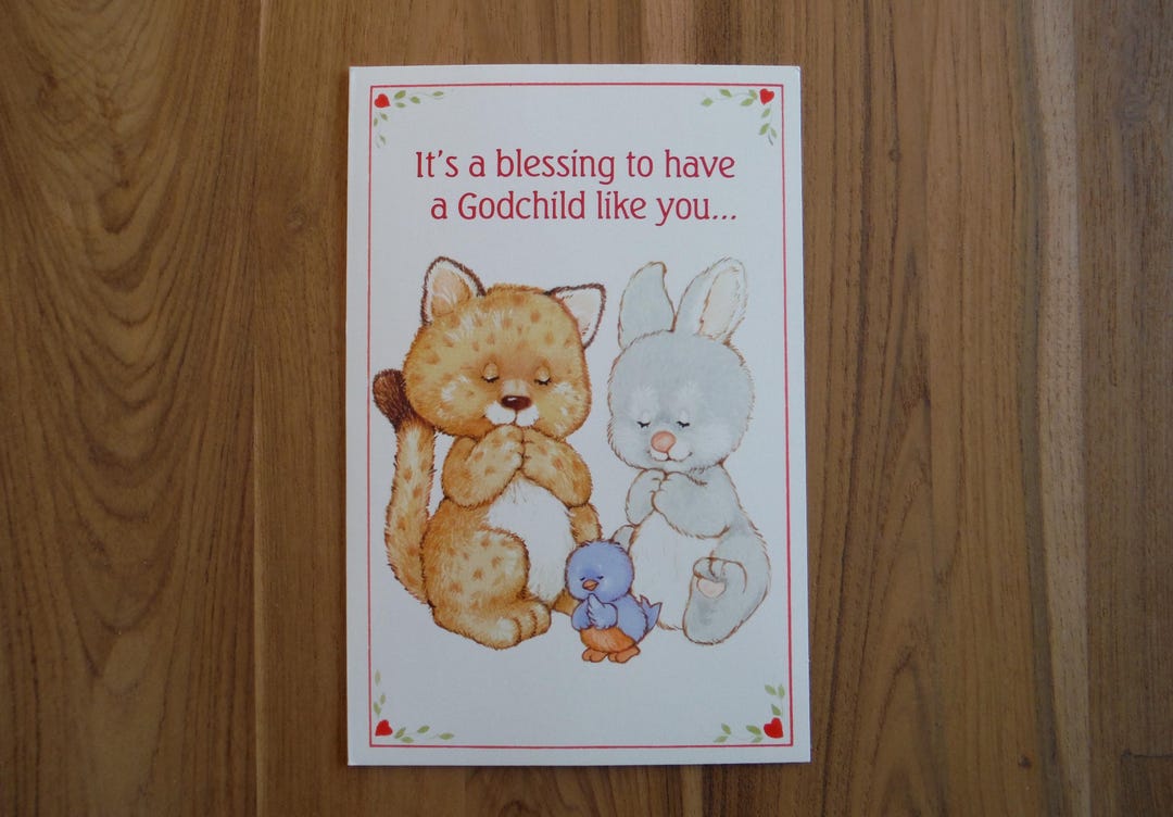 Vintage Godchild Valentine Card - Vintage Cute Animals Godchild ...