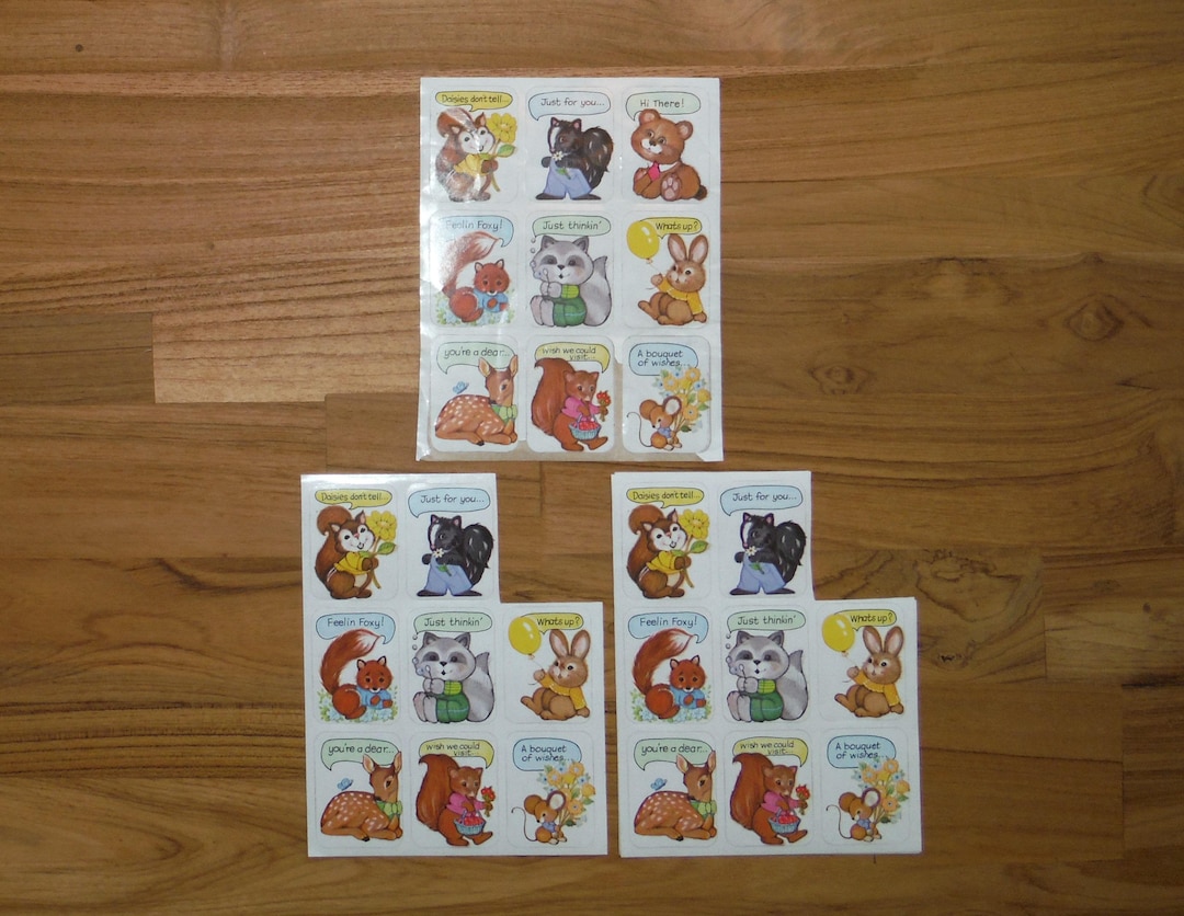 Adorable Vintage Animal Stickers - Vintage 1970's Animal Babies ...