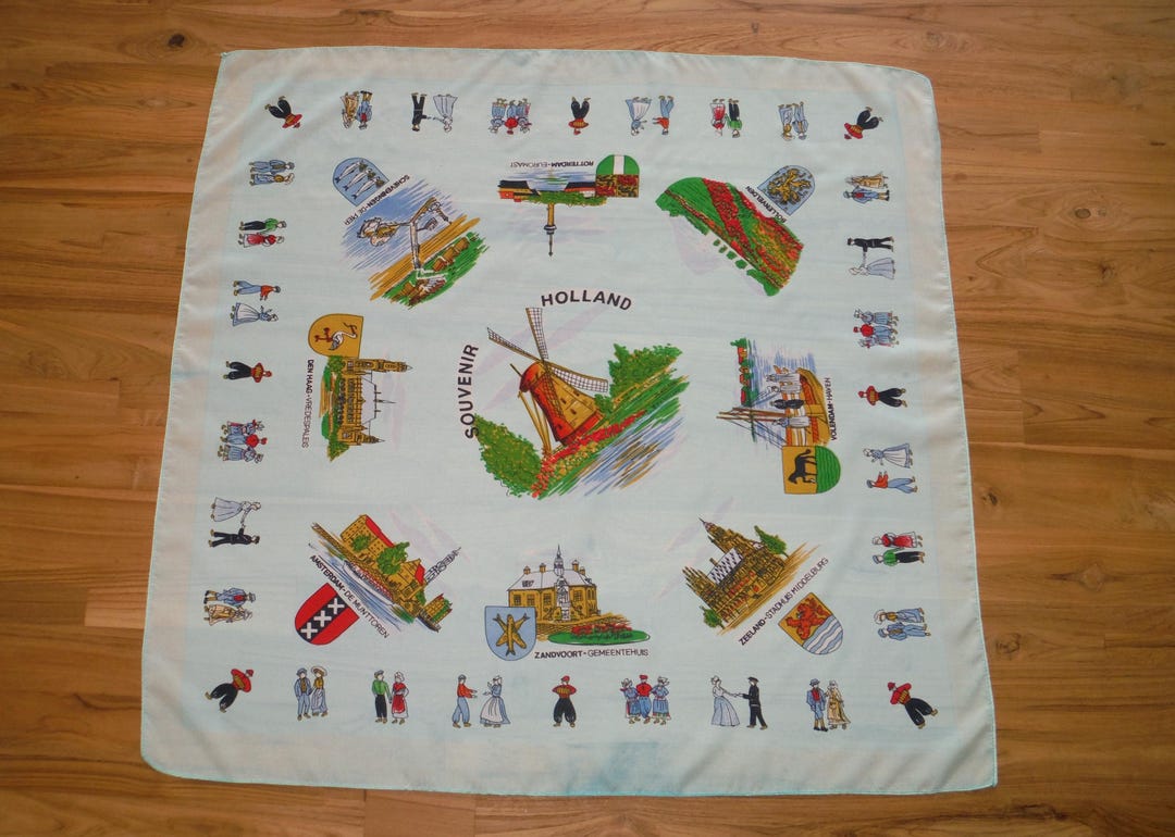 Vintage Souvenir of Holland Ladies Scarf - Vintage Holland Tulips ...
