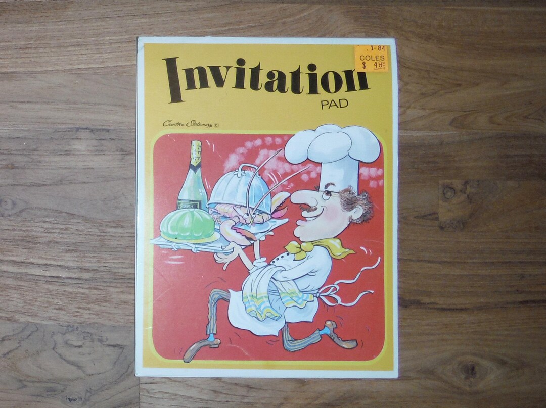 Vintage Retro Party Invitation Notepad Stationary - 1970's Mod Dinner ...