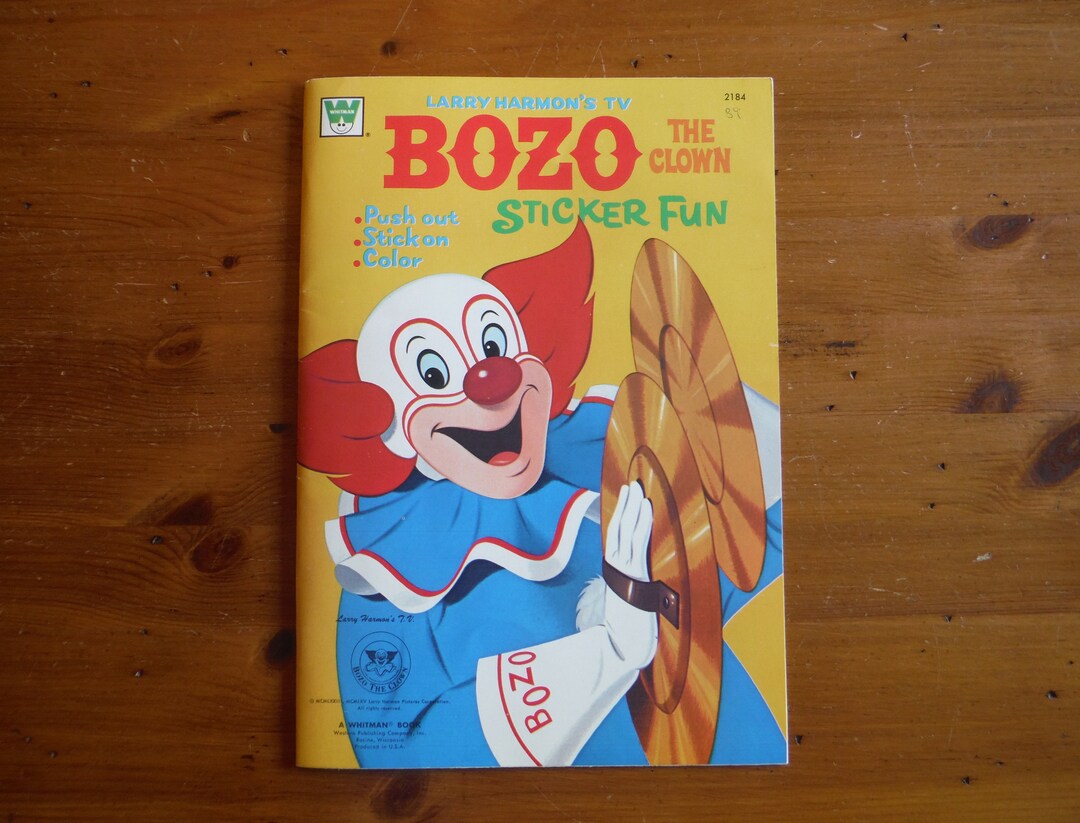 Vintage 1970's Bozo the Clown Sticker Fun Book - Larry Harmon's TV Bozo ...