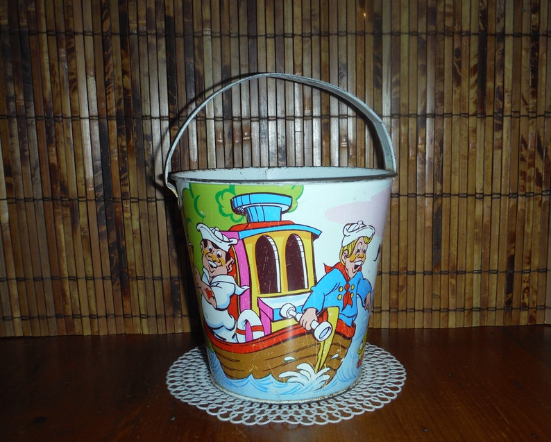 Vintage Child's Beach Metal Sand Pail Fun Fishing | Etsy