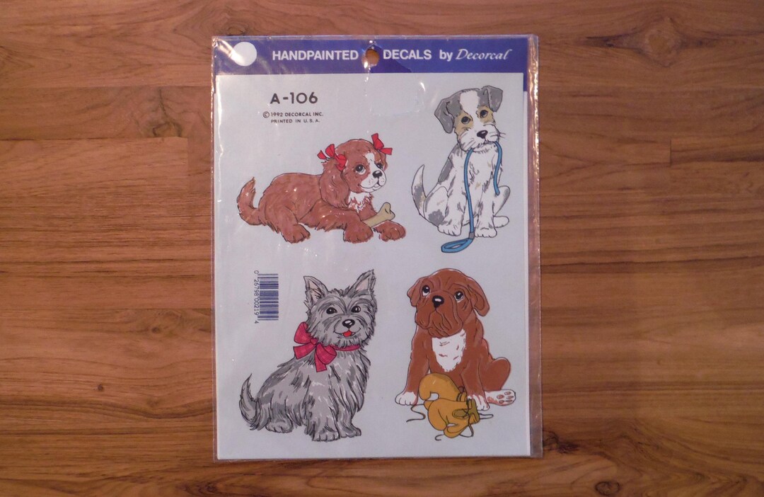 Vintage Puppy Dog Decals- Vintage 1990's Handpainted Dog Decals by ...