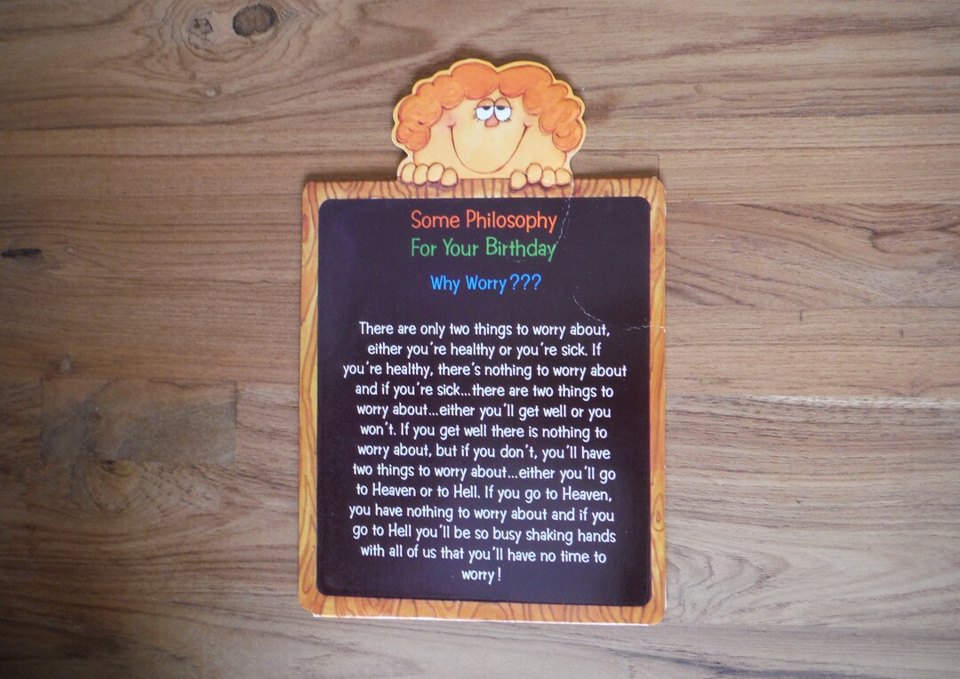 Vintage 1970's Funny Birthday Card - '70's Silly Philosophy Birthday ...