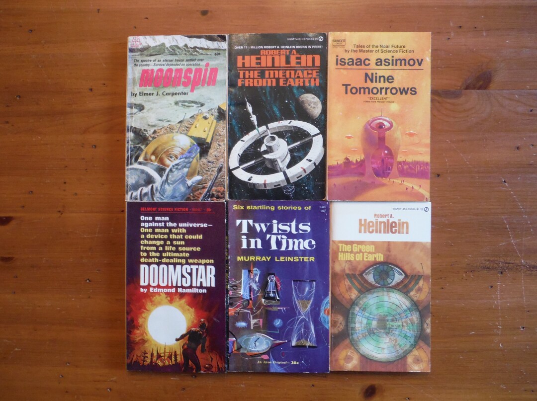 6 Vintage Science Fiction Pulp Fiction Paperbacks 1950's 1960's Sci-fi ...