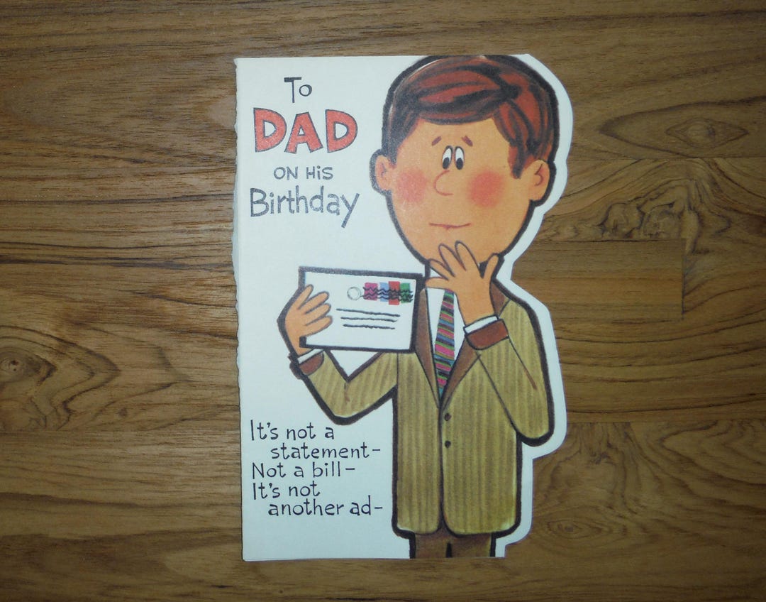 Mod Vintage Dad Happy Birthday Card Front - 1970's Groovy Dad Father ...