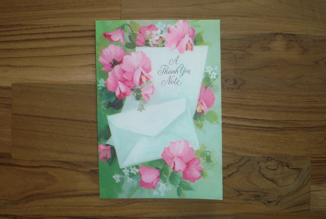 Pretty 1950's Vintage Thank You Card - 1950's Thank You Note Wild ...