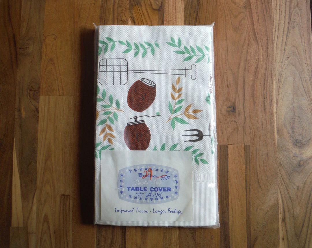 Mod Vintage Barbecue Paper Tablecloth 1970's Retro Bar-b-que Paper ...