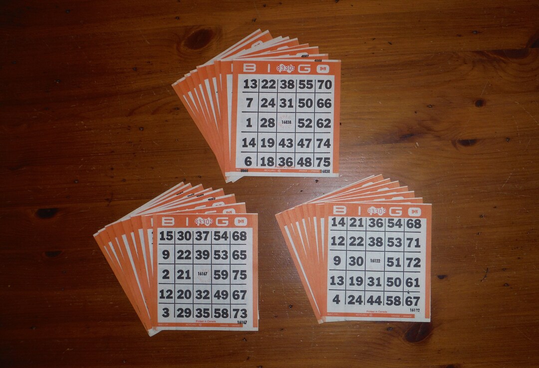 25 Vintage Bingo Cards - Vintage Orange Black Bingo Card Sheets ...