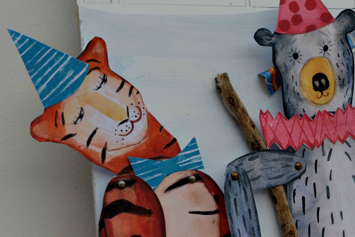 A Tiger Cut Out and Make Puppet Kit. | Etsy