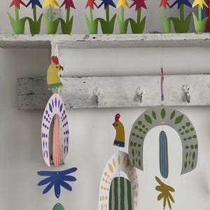 Spring Chicken Decorative Mobile With Red Egg - Etsy