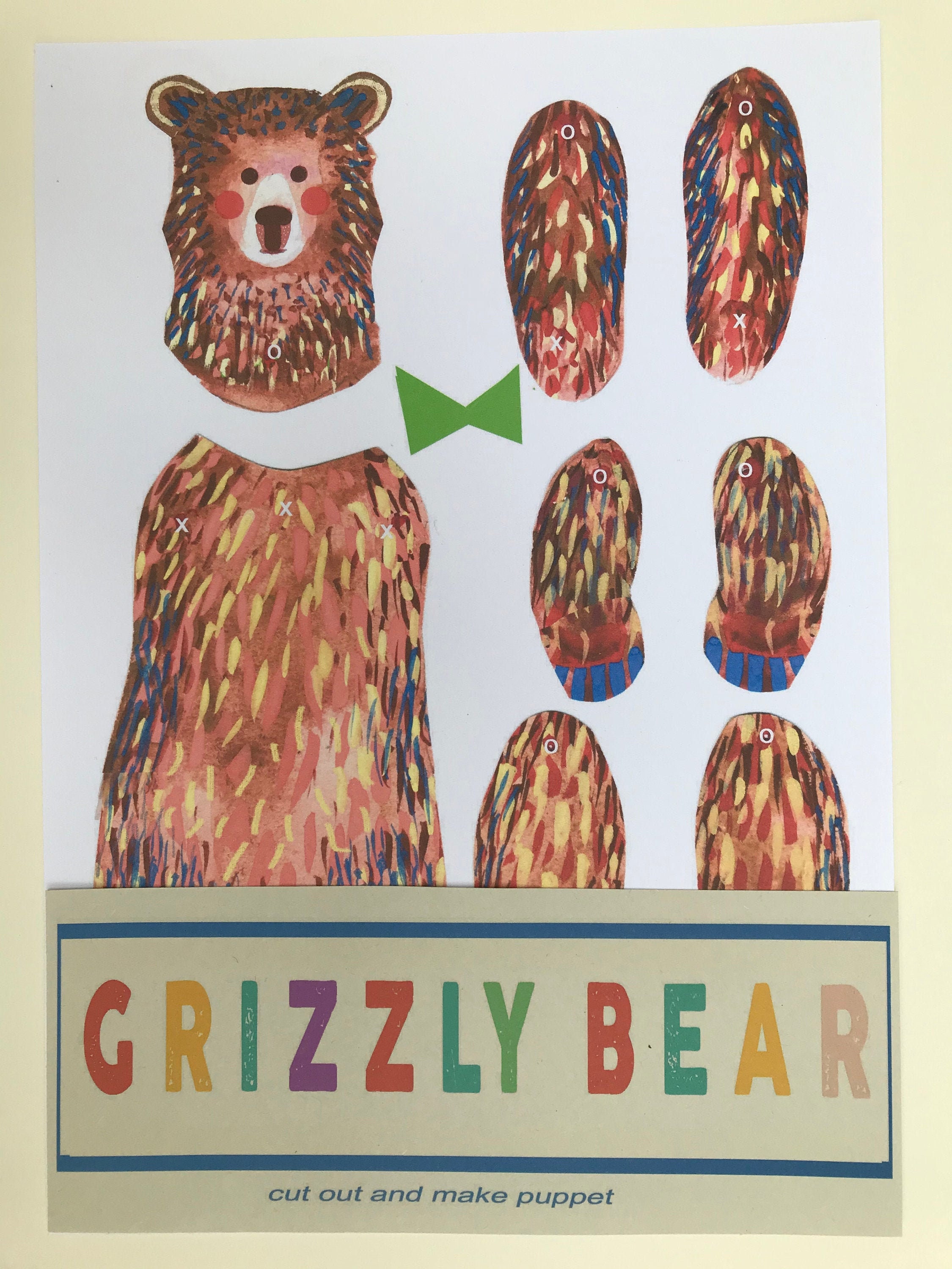 Grizzly Bear Cut and Make Puppet - Etsy UK
