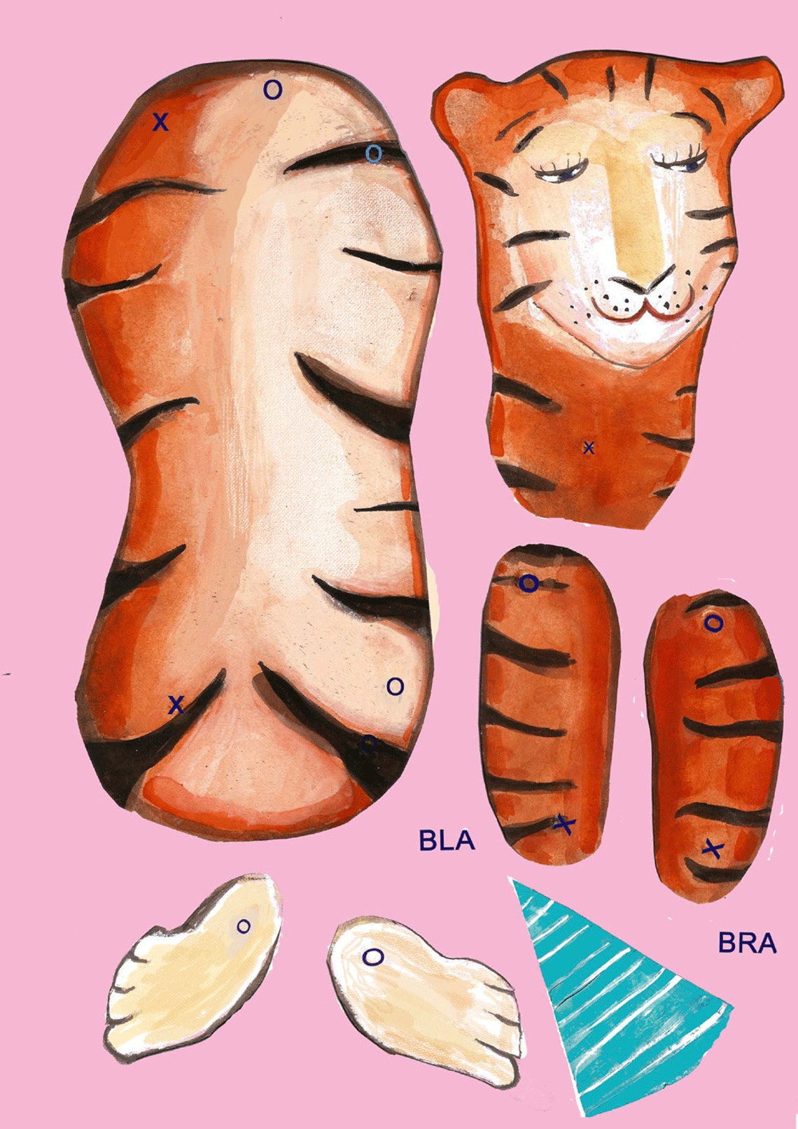 A Tiger Cut Out and Make Puppet Kit. | Etsy