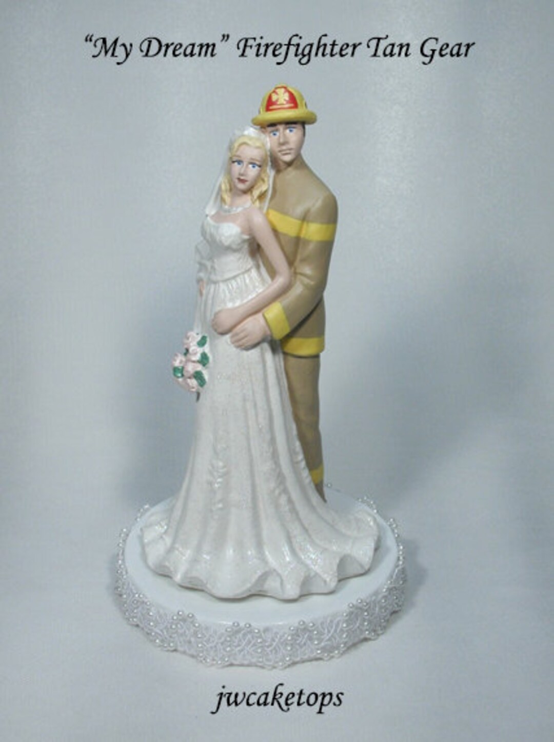 Fireman Tan Gear With Bride Wedding Caketop 49FT - Etsy