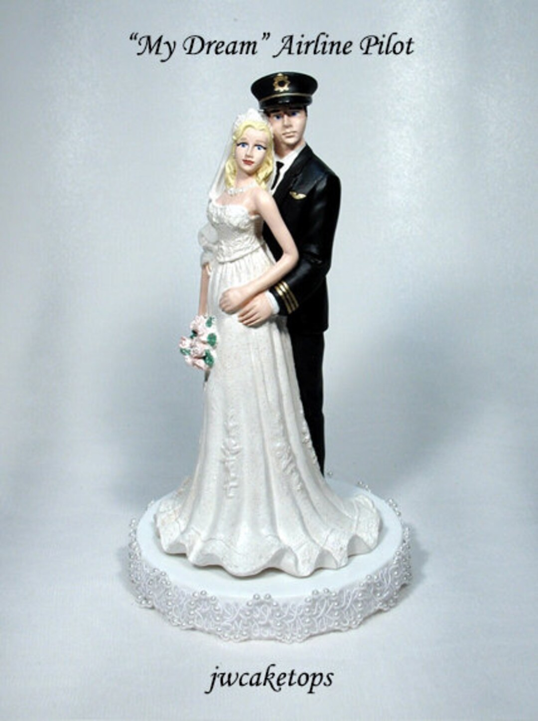 Airline Pilot Wedding Cake Topper With Bride 49ALP - Etsy