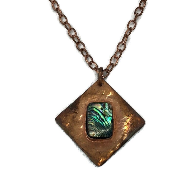 Abalone Set in Copper Necklace - Etsy