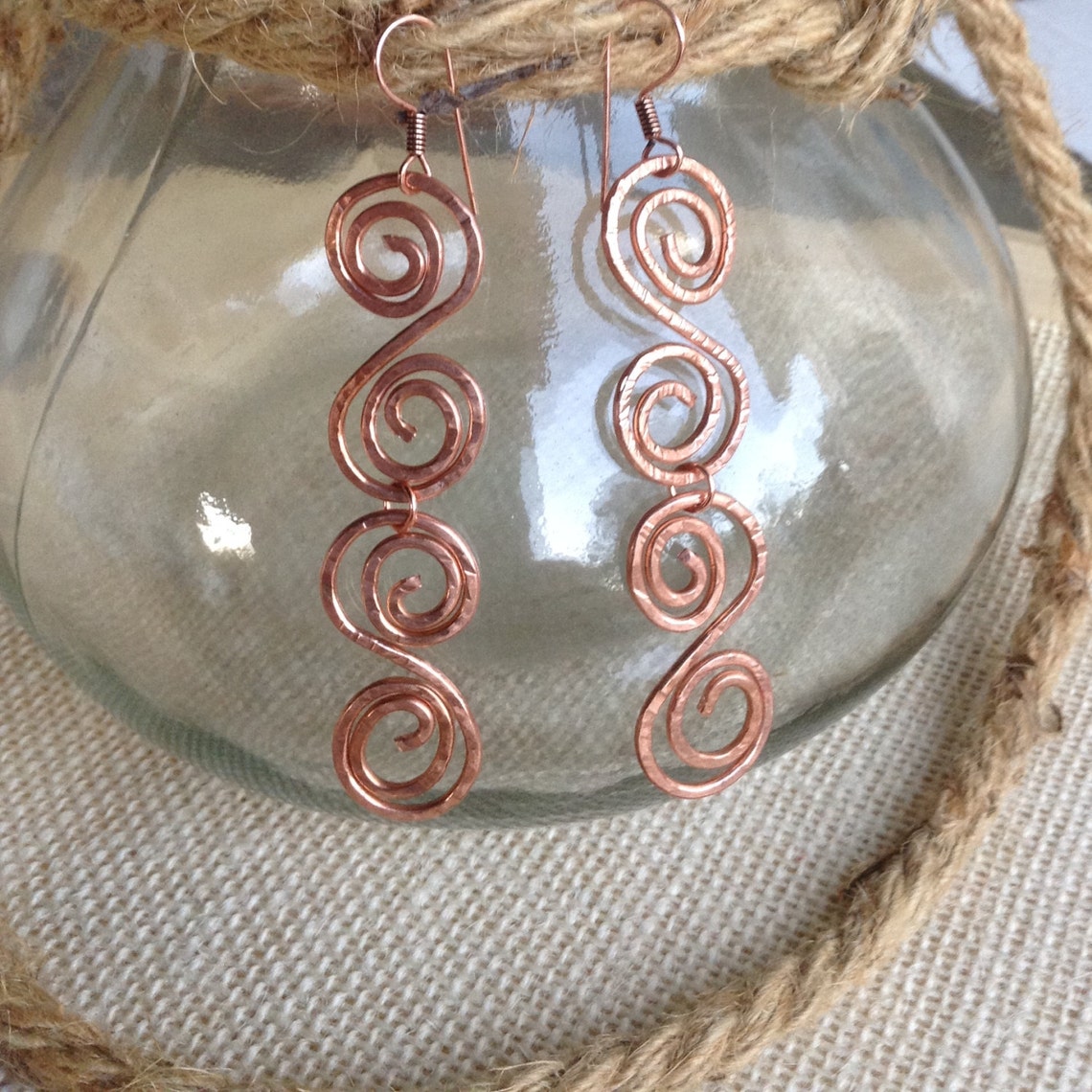 Copper Swirl Hammered Earrings | Etsy
