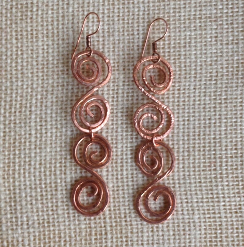 Copper Swirl Hammered Earrings | Etsy