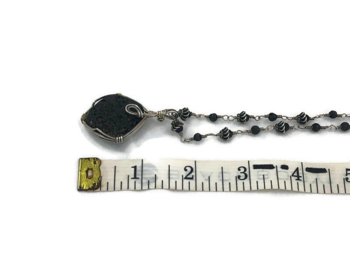 Awesome Lava Rock Necklace Wrapped in Sterling Silver Wire | Etsy