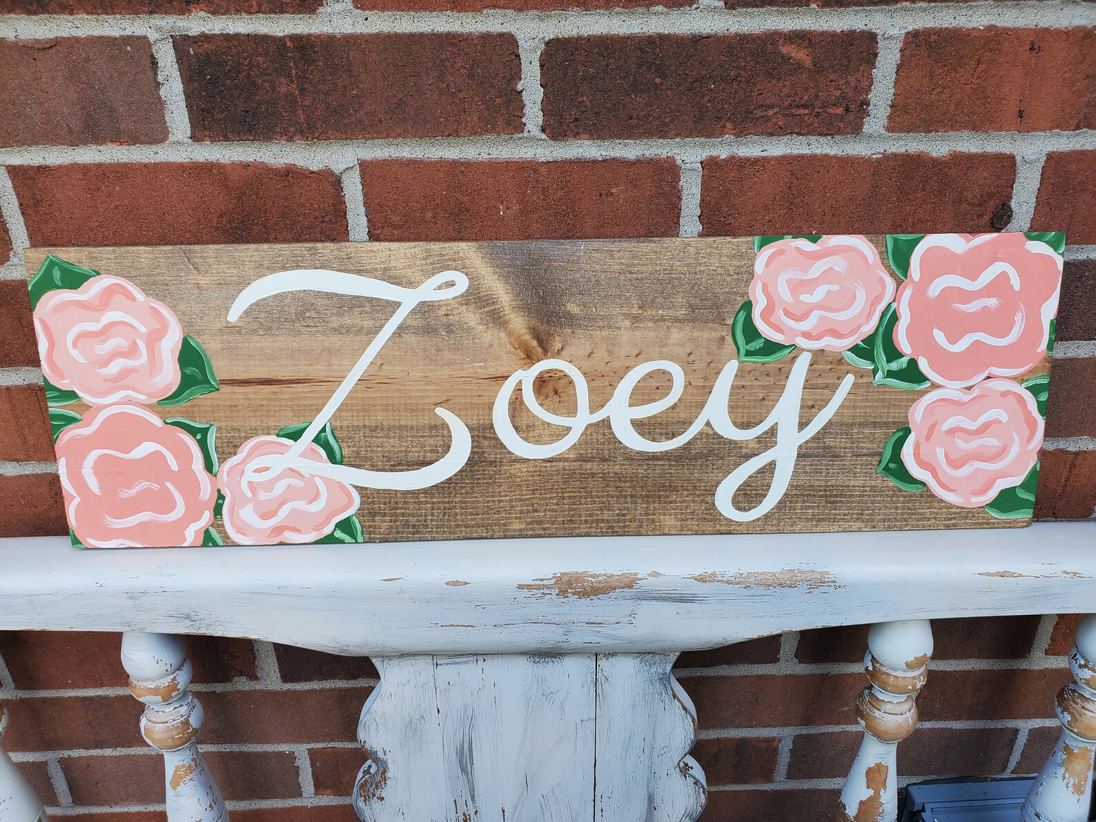Wooden Painted Name Sign With Flower Options - Etsy