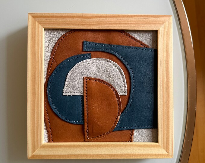 Abstract Leather Collage // Abstract Art // Framed Mini Wall Art // 6 ...
