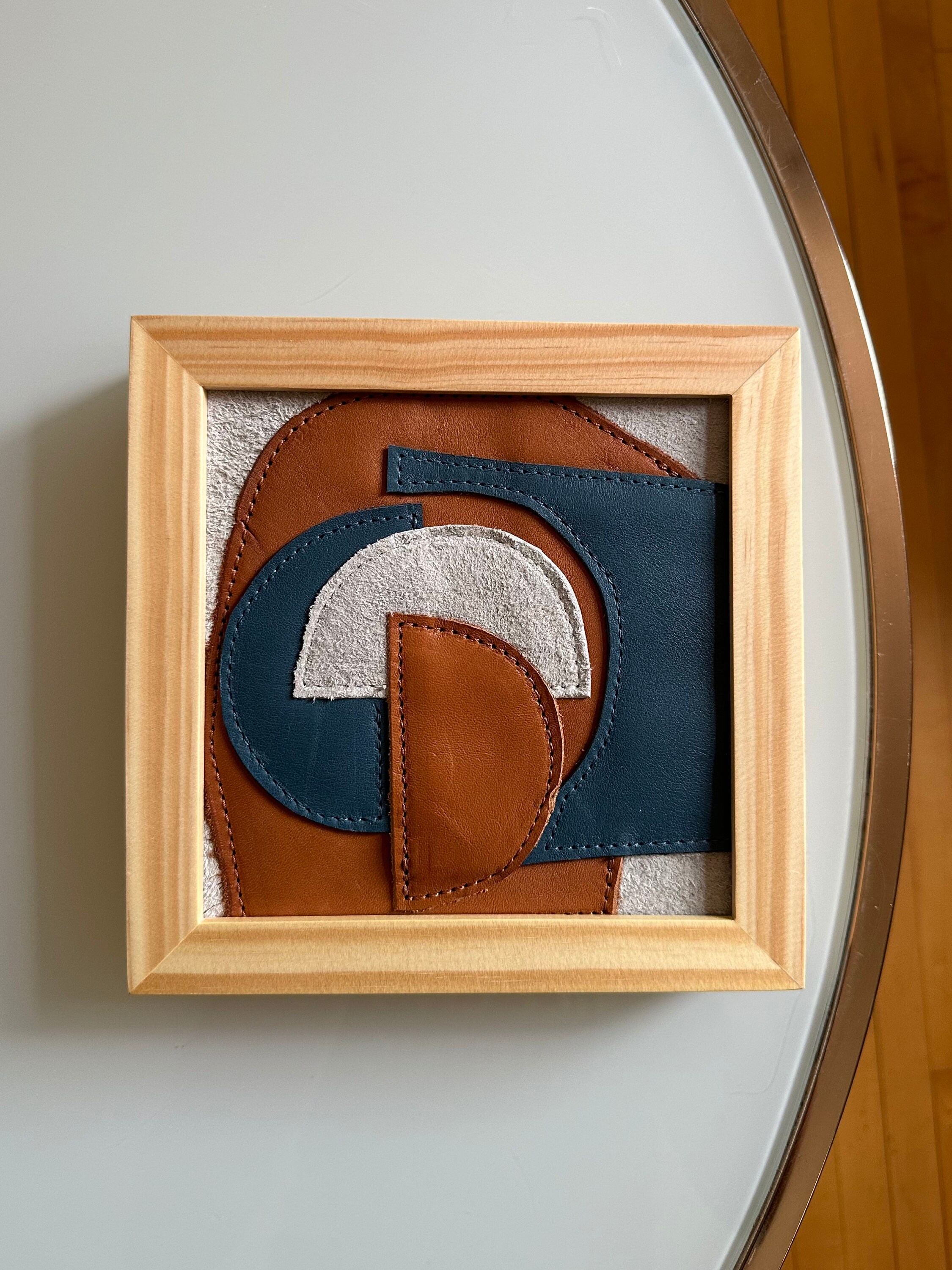 Abstract Leather Collage // Abstract Art // Framed Mini Wall Art // 6x6 ...