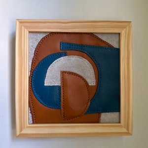Abstract Leather Collage // Abstract Art // Framed Mini Wall Art // 6 ...