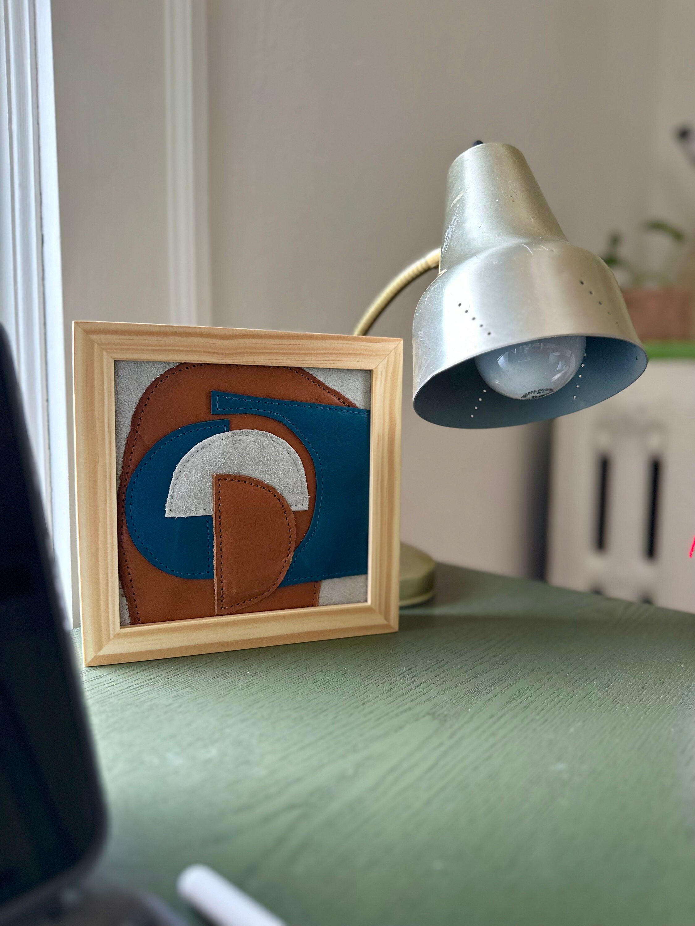 Abstract Leather Collage // Abstract Art // Framed Mini Wall Art // 6x6 ...