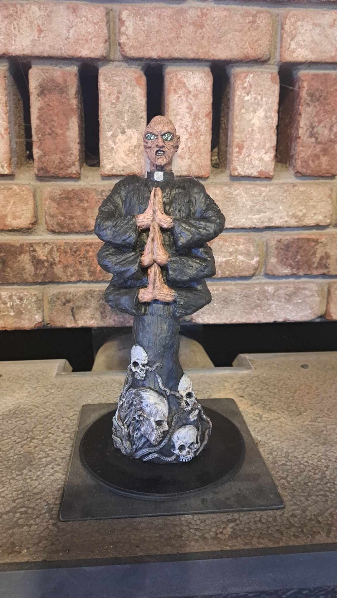 Tool Priest Large Statue Figure With Awesome Base of Skulls Etc ...