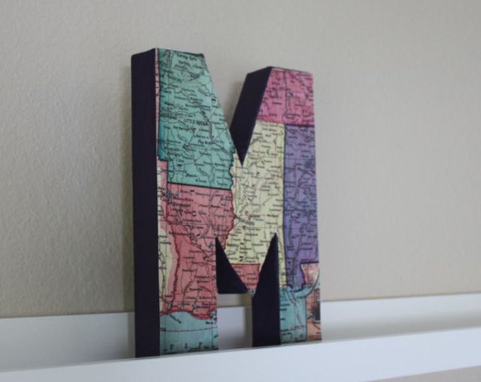 Vintage Map Custom Initial Map Letter Custom Letter Custom - Etsy
