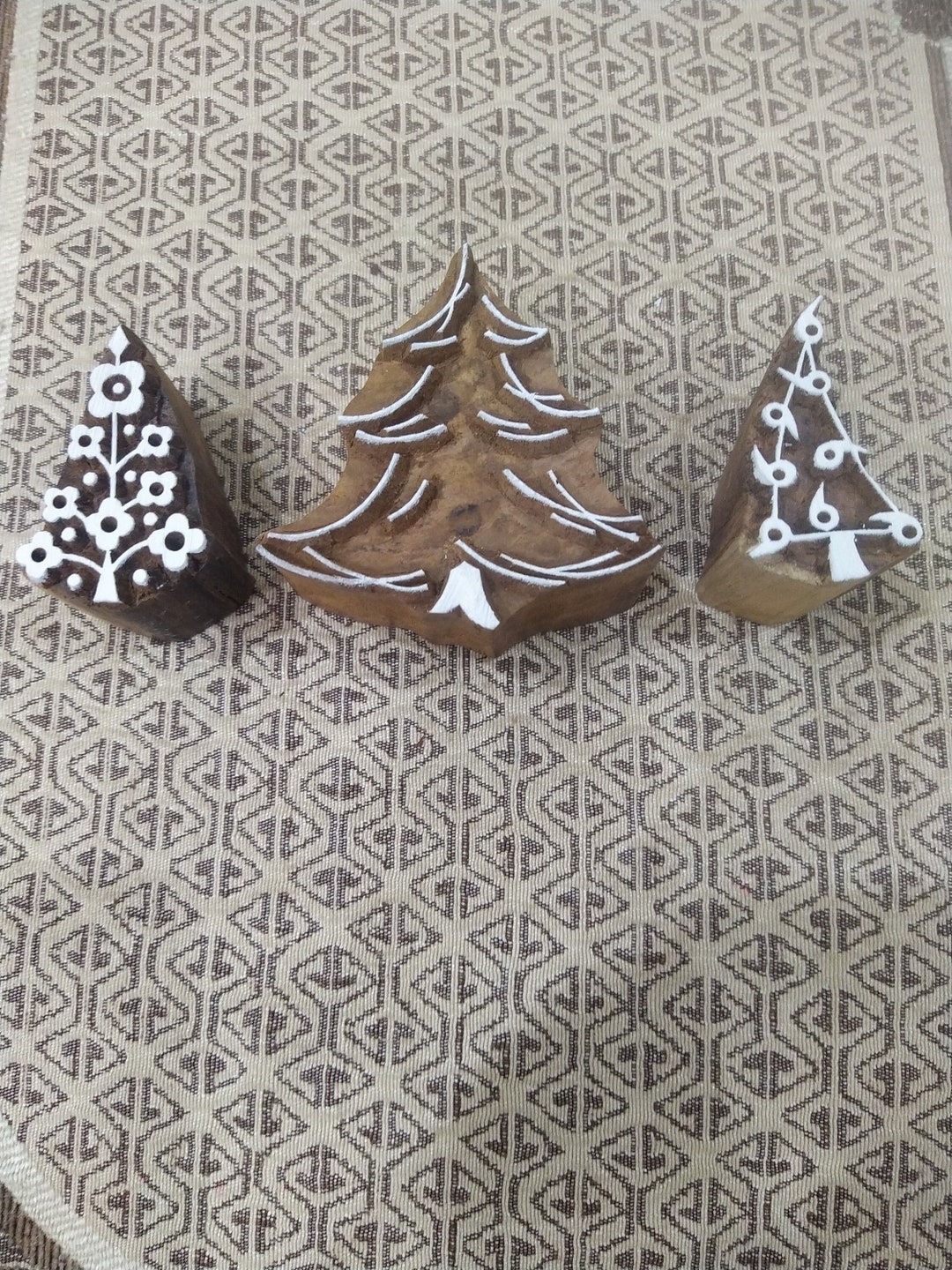 Trio Christmas Tree Pottery Stamp Ceramic Mold Scrap-booking Tjap Batik ...