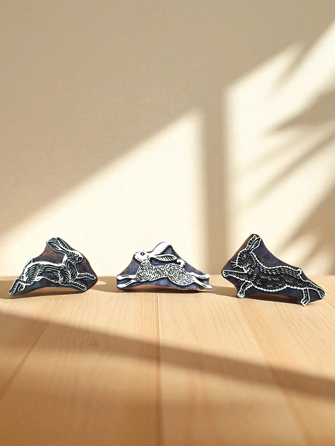 Leaping Hare Printing Block, Indian Wood Carving (7x4.5cm) - Etsy