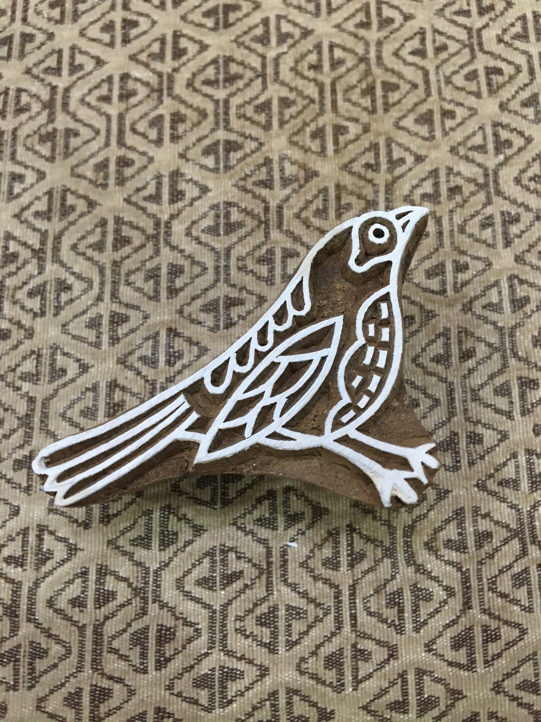 Sitting Bird, Wooden Pottery Stamp, Hand Carved Indian Wood Printing ...