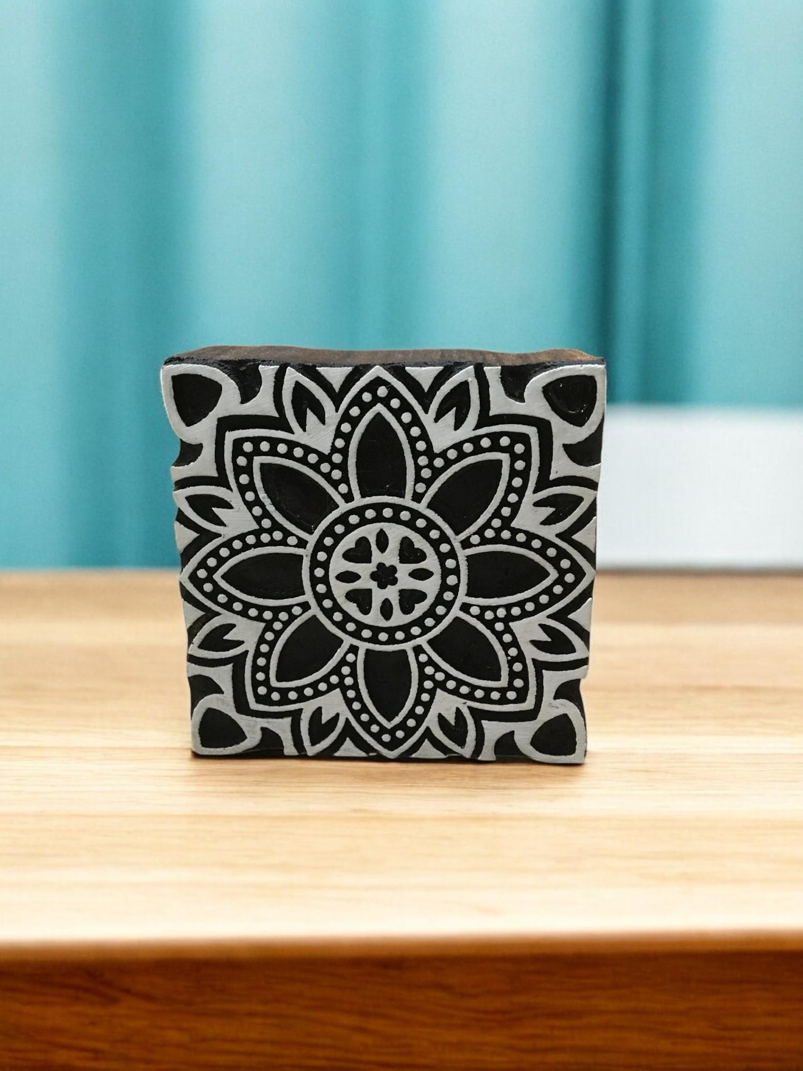 Moroccan Tile Printing Block, Indian Floral Wood Stamp (9x9cm) - Etsy