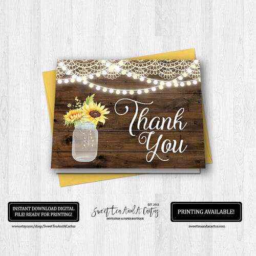 Rustic Barn Thank You Card Bridal Shower Thank You Wedding - Etsy