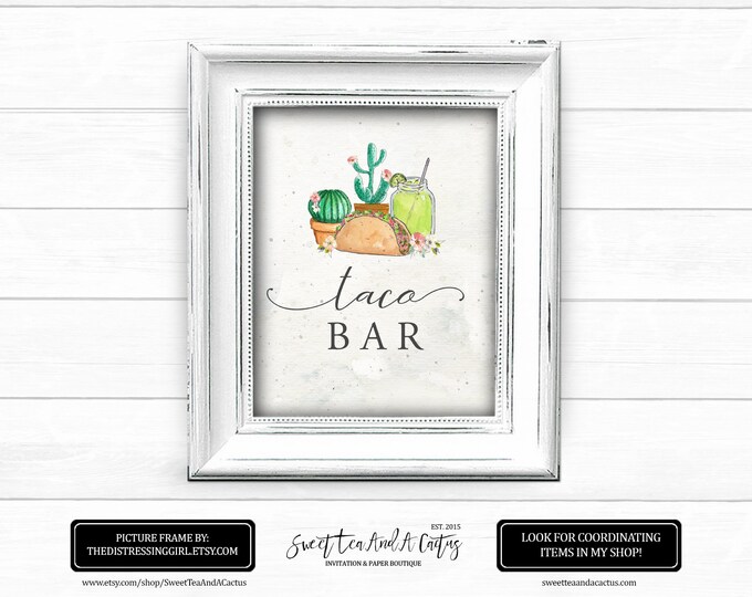 Taco Bar Sign Fiesta Party Printable Southwestern Decor - Etsy