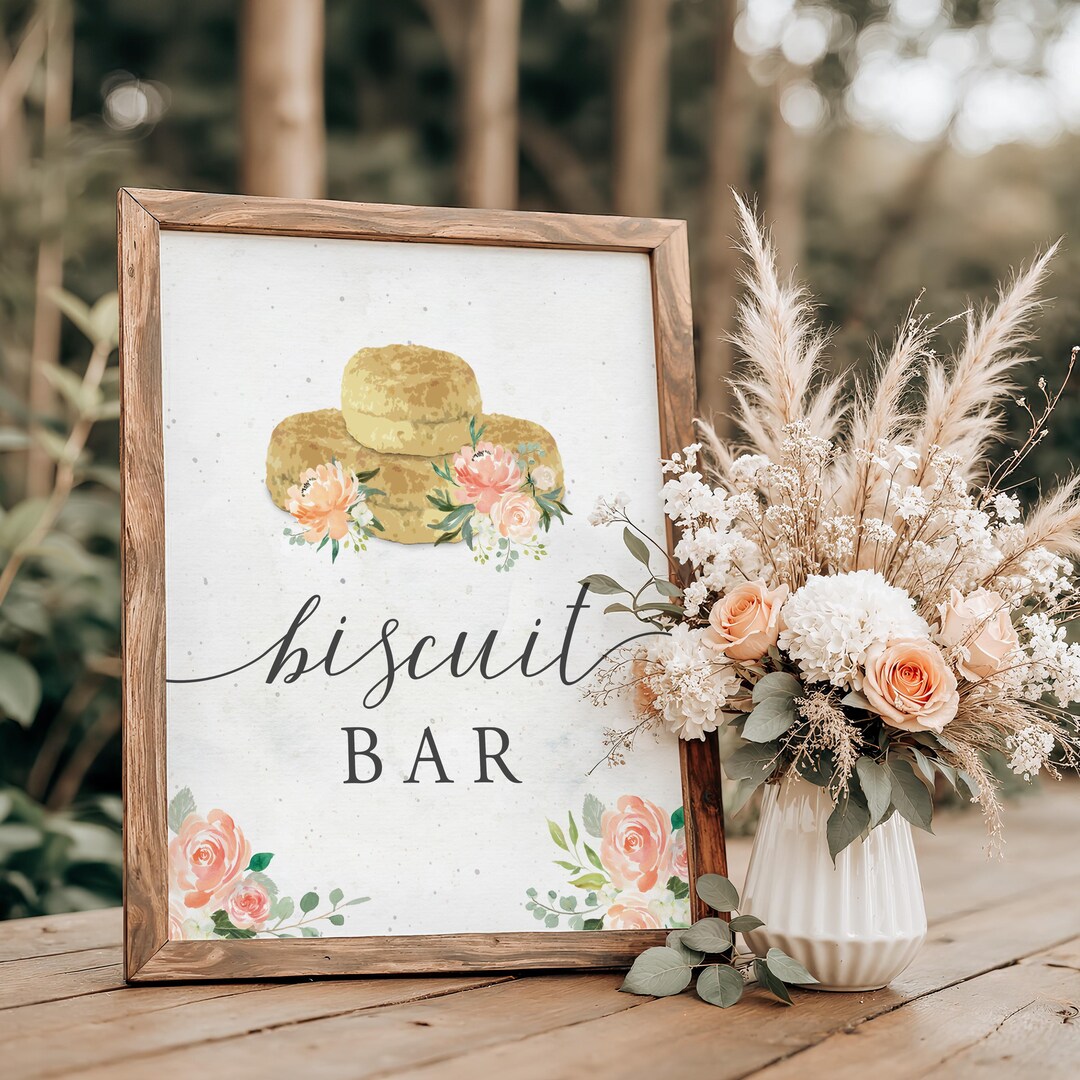 Rustic Peach Floral Biscuit Bar Sign: Printable Brunch Decor (digital ...