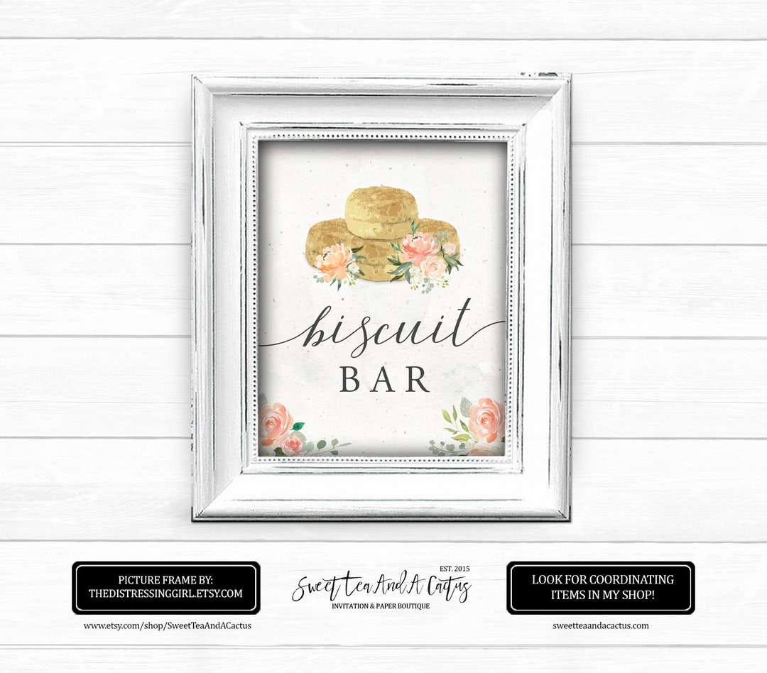 Biscuit Bar Sign - Rustic Peach Floral Decor - Farmhouse Floral Brunch ...