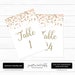 Blush Pink and Gold Confetti Table Numbers Wedding Bridal - Etsy
