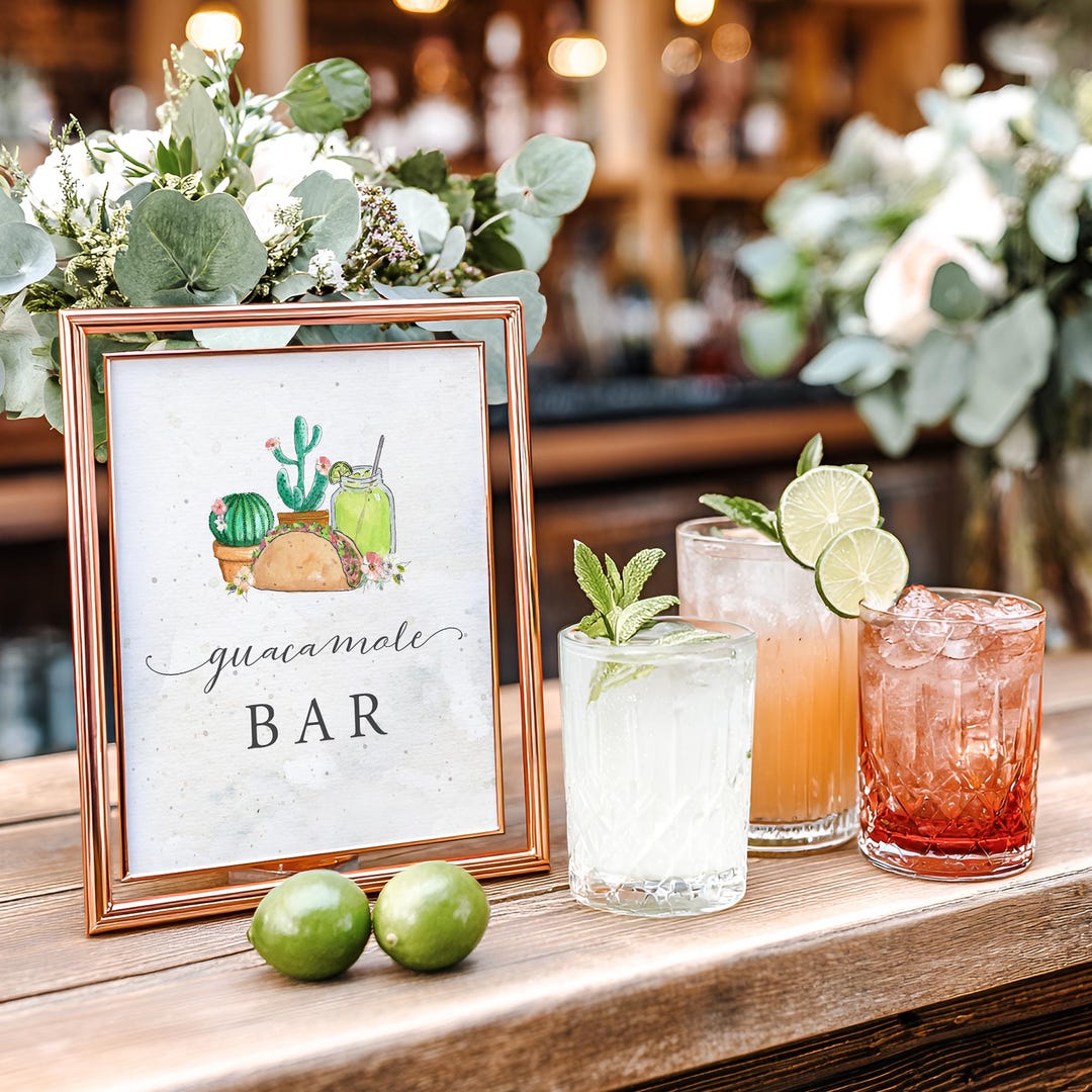 Taco Fiesta Guacamole Bar Sign: Southwestern Party Decor (digital ...