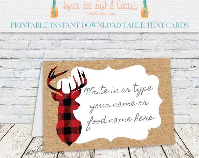 Christmas Party Food Table Tent Cards Place Name Card Buffet Dinner ...